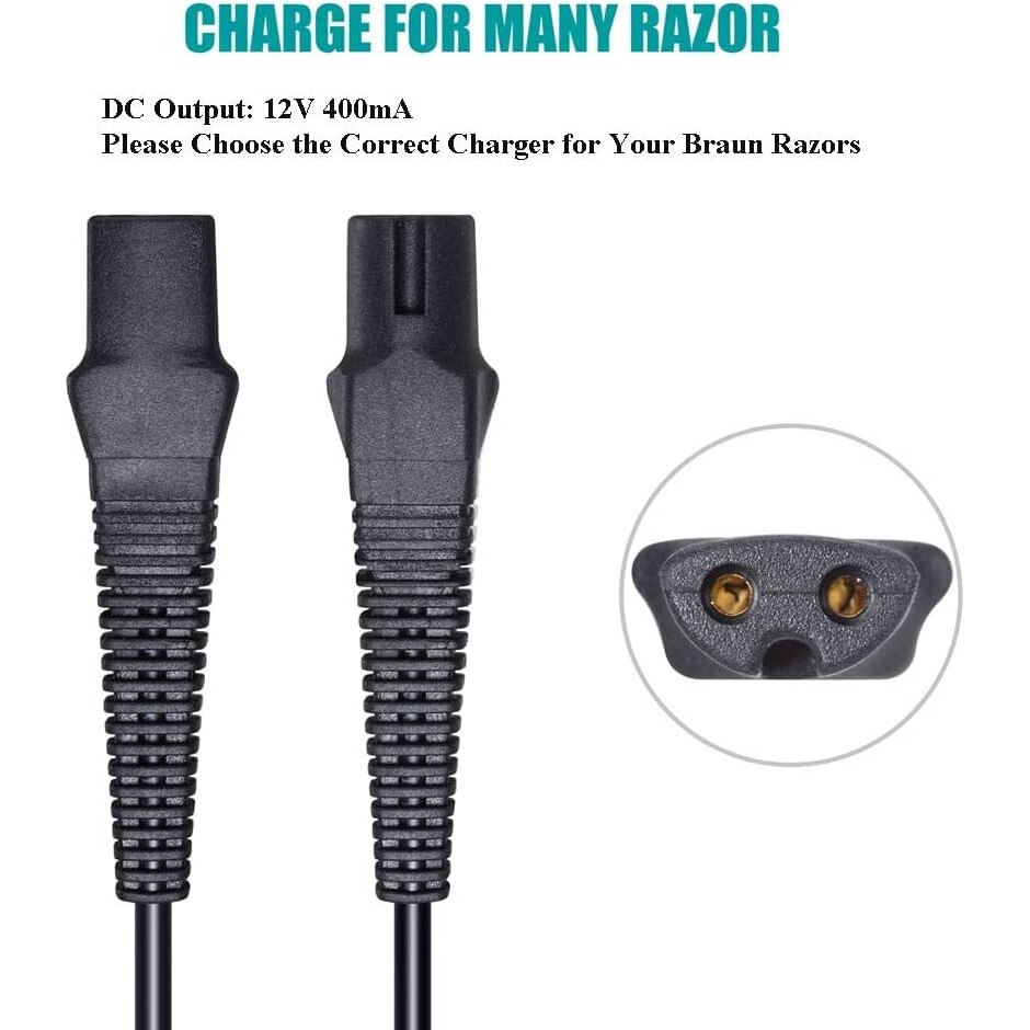 Зарядно устройство SoulBay, Съвместимо със самобръсначки Braun Series 9, 7, 3, 5, 1, 12V, Черно ...