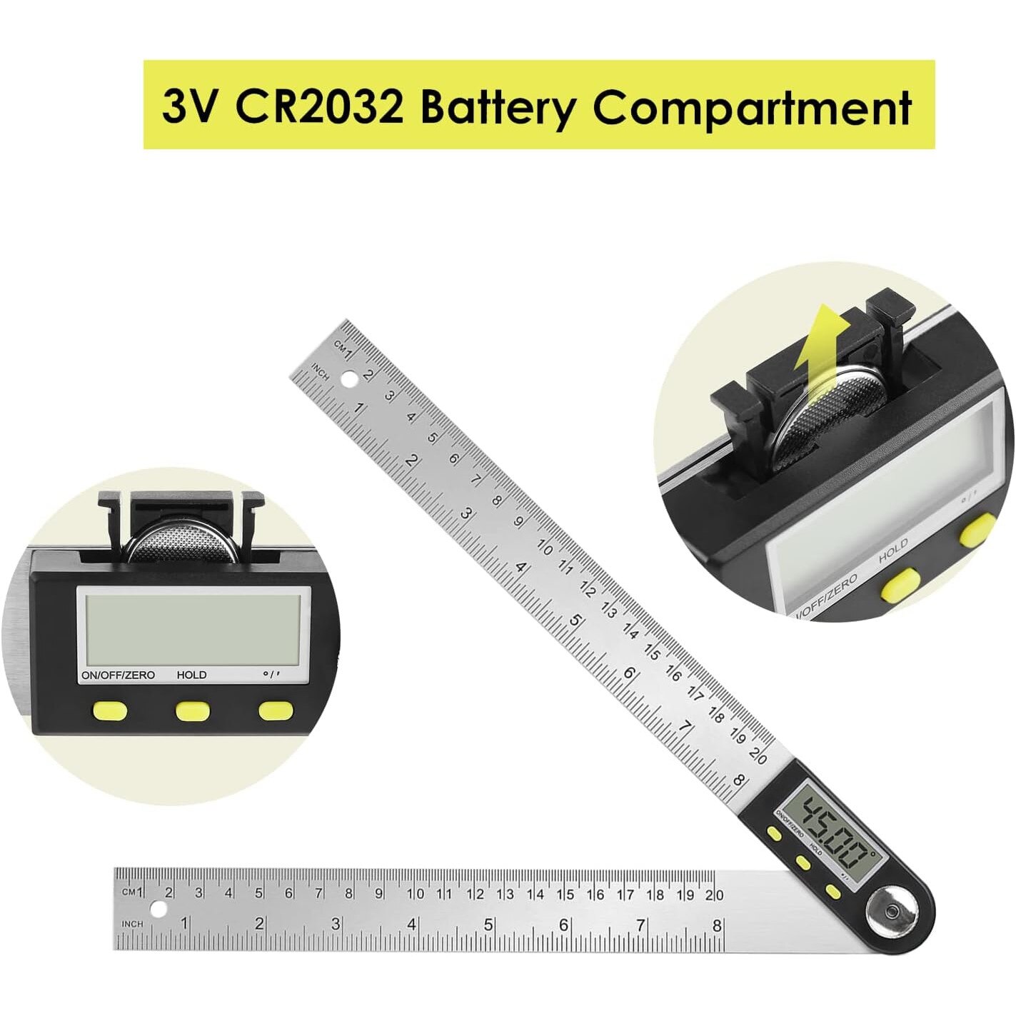 Raportor digital, Inox, LCD, 200mm, Argintiu/Negru - eMAG.ro
