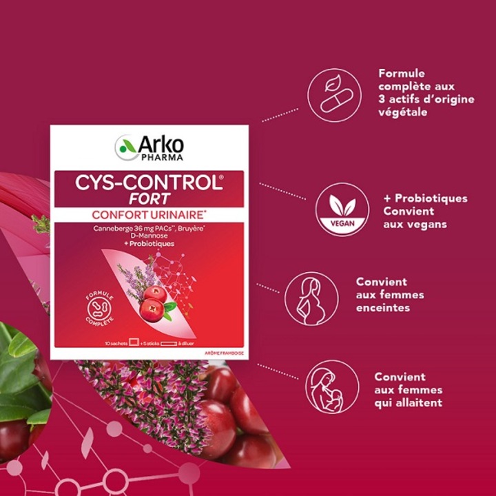 Supliment alimentar Cys-Control Fort, Confort urinar, 10 plicuri + 5 ...