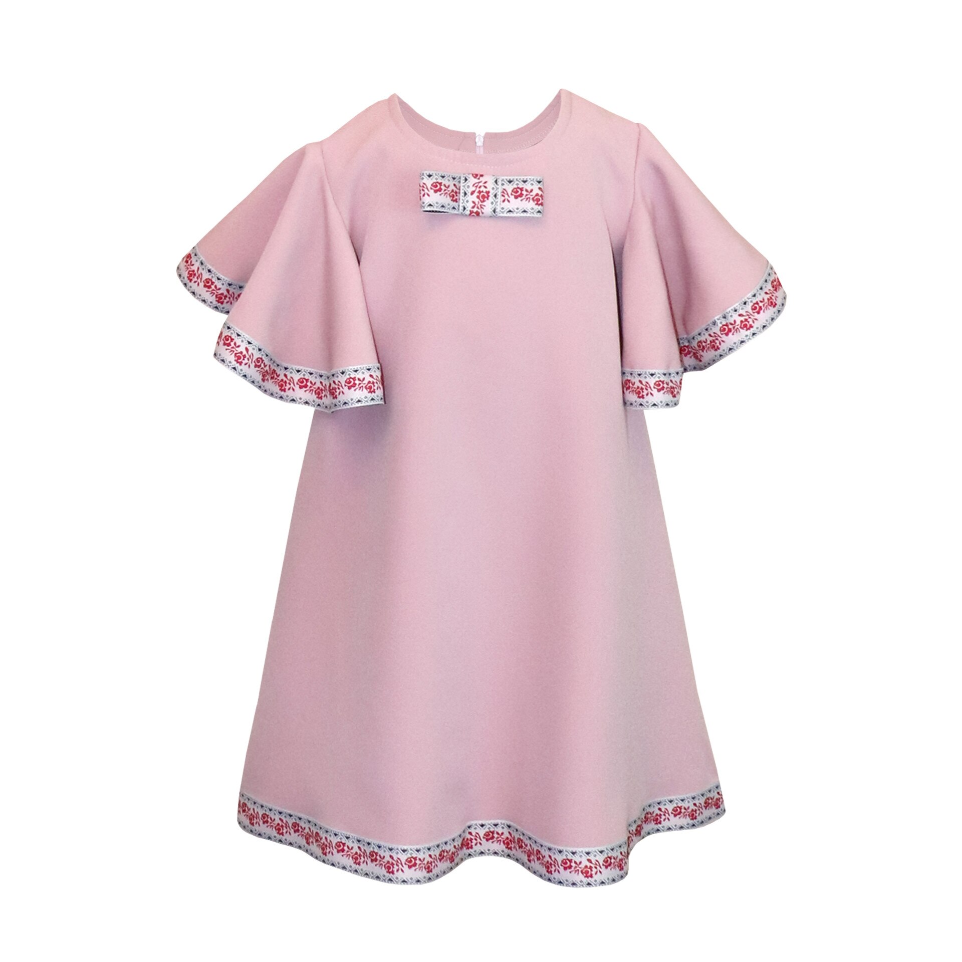 Set mama/fiica, rochii roz cu motive traditionale, marimea L + 1/2 ani ...