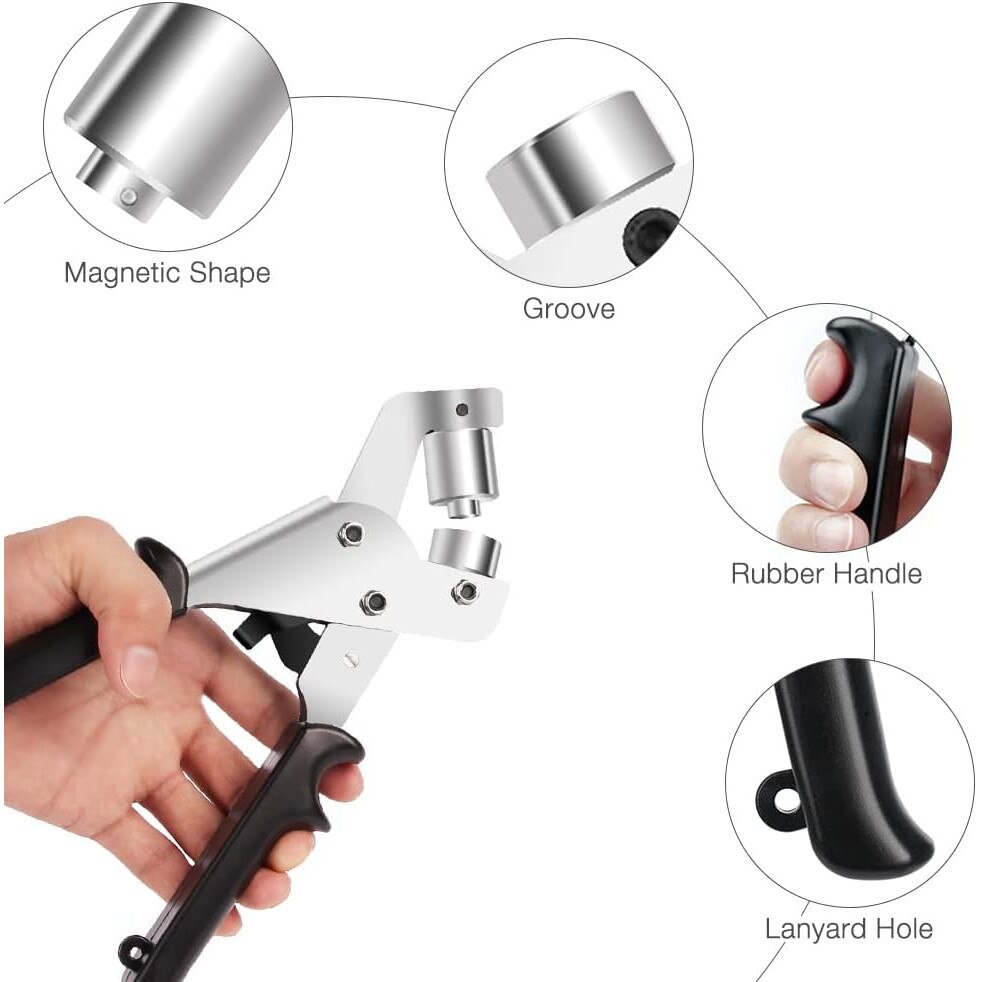 Set cleste nituit capse + 100 capse, Inox/Plastic, Argintiu/Negru - eMAG.ro