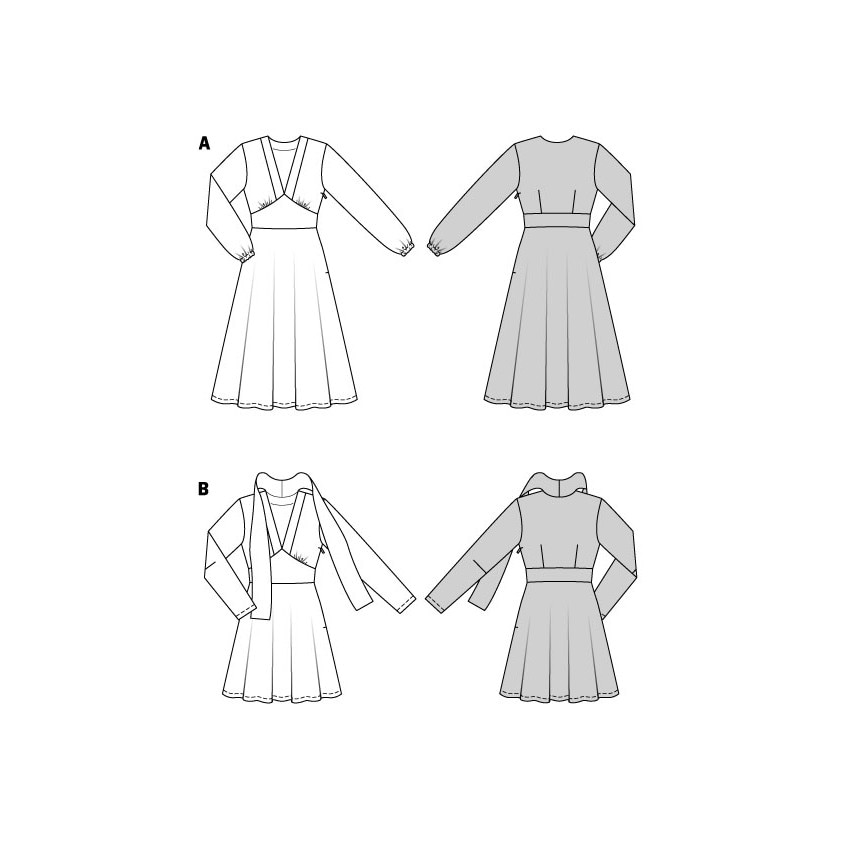 Tipar rochie eleganta, larga, cu/fara esarfa atasata la guler, pentru ...