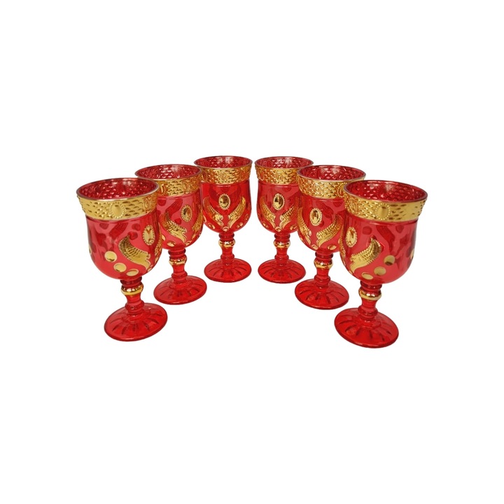 Set pahare rosii din sticla - eMAG.ro