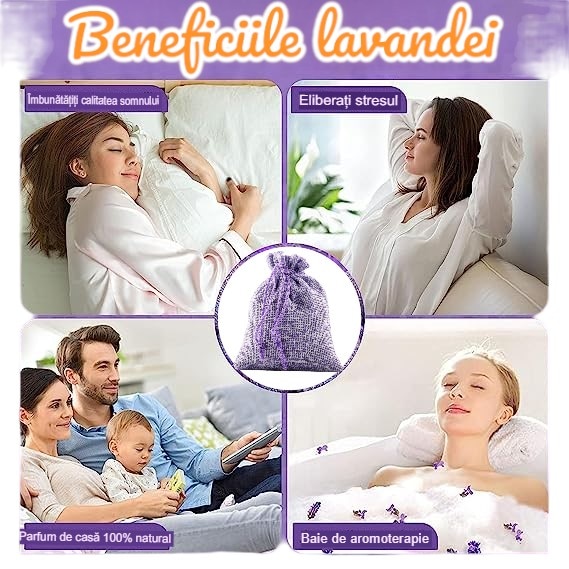 Saculet cu muguri de lavanda naturala. material textil, snur, culoare ...
