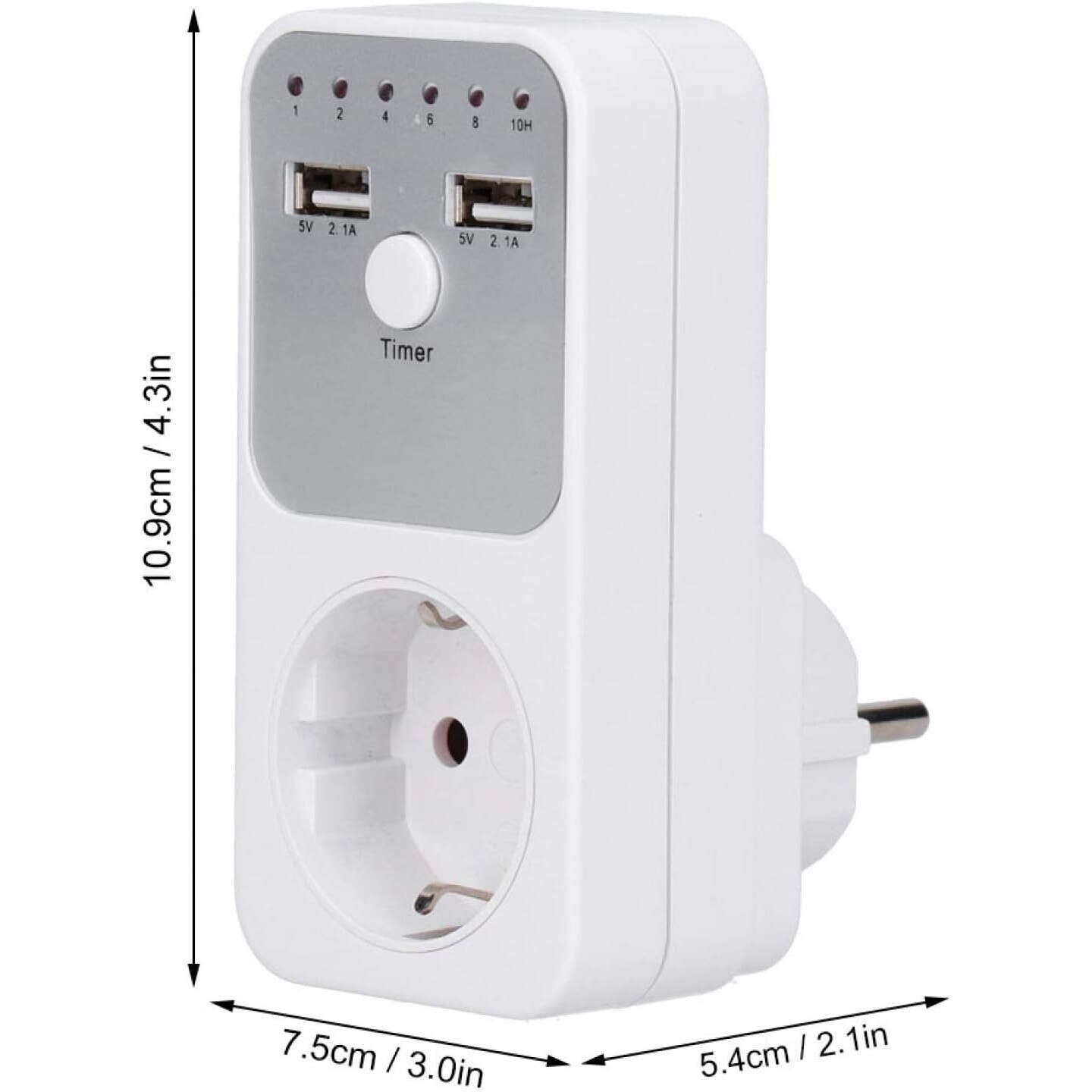Priza, ABS, 2 porturi USB, Cu timer, 2900 W, Alb - eMAG.ro