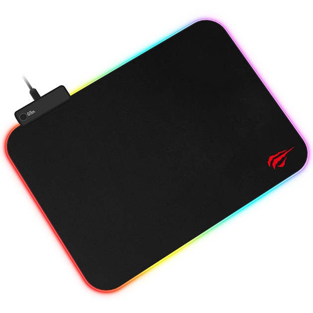 Подложка за мишка Gaming HAVIT MP901, RGB осветление, Гума и текстил, 360*260*3 мм, Черен, USB ...