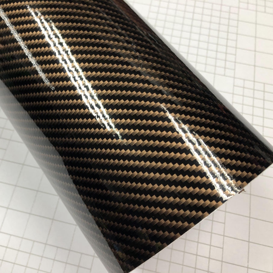 Folie Autocolant 9D carbon auriu, 30cm x 100cm, tehnologie de eliminare ...