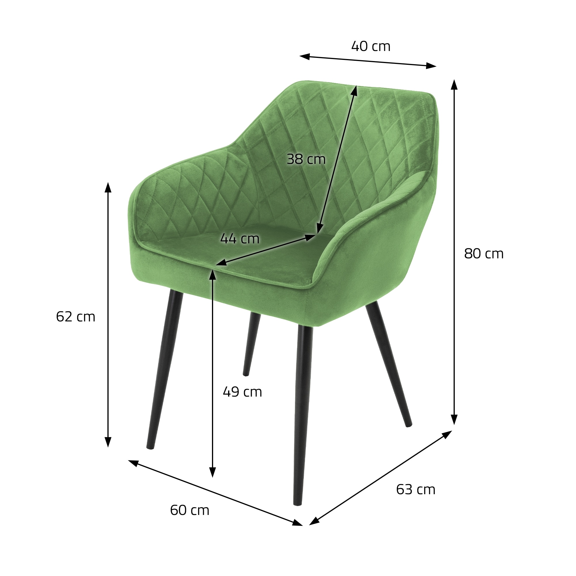 Set de 6 scaune de sufragerie, ML-Design, catifea, salvie(verde), 60 x ...