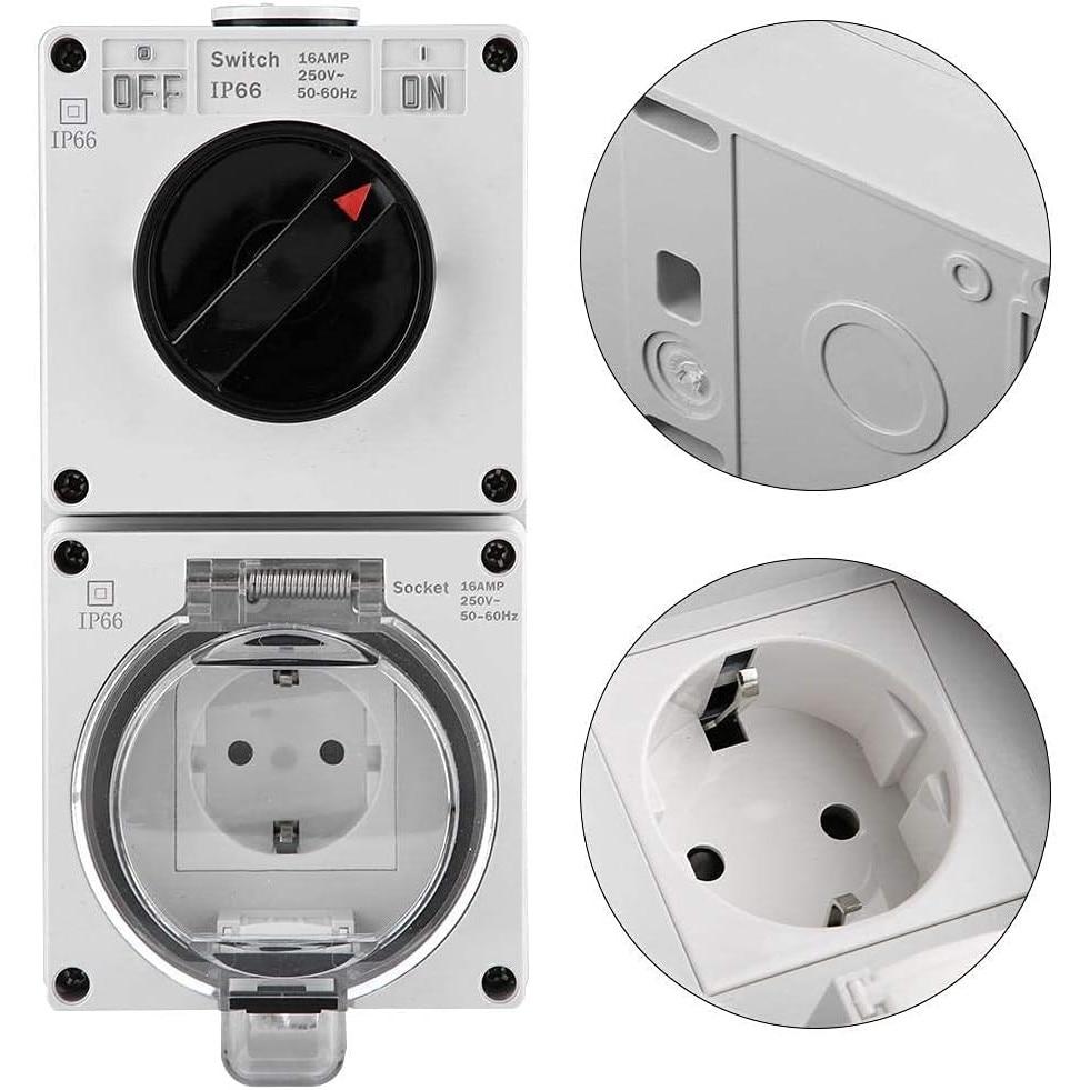 Priza de exterior, Cu capac, IP66, Alb/Negru - eMAG.ro