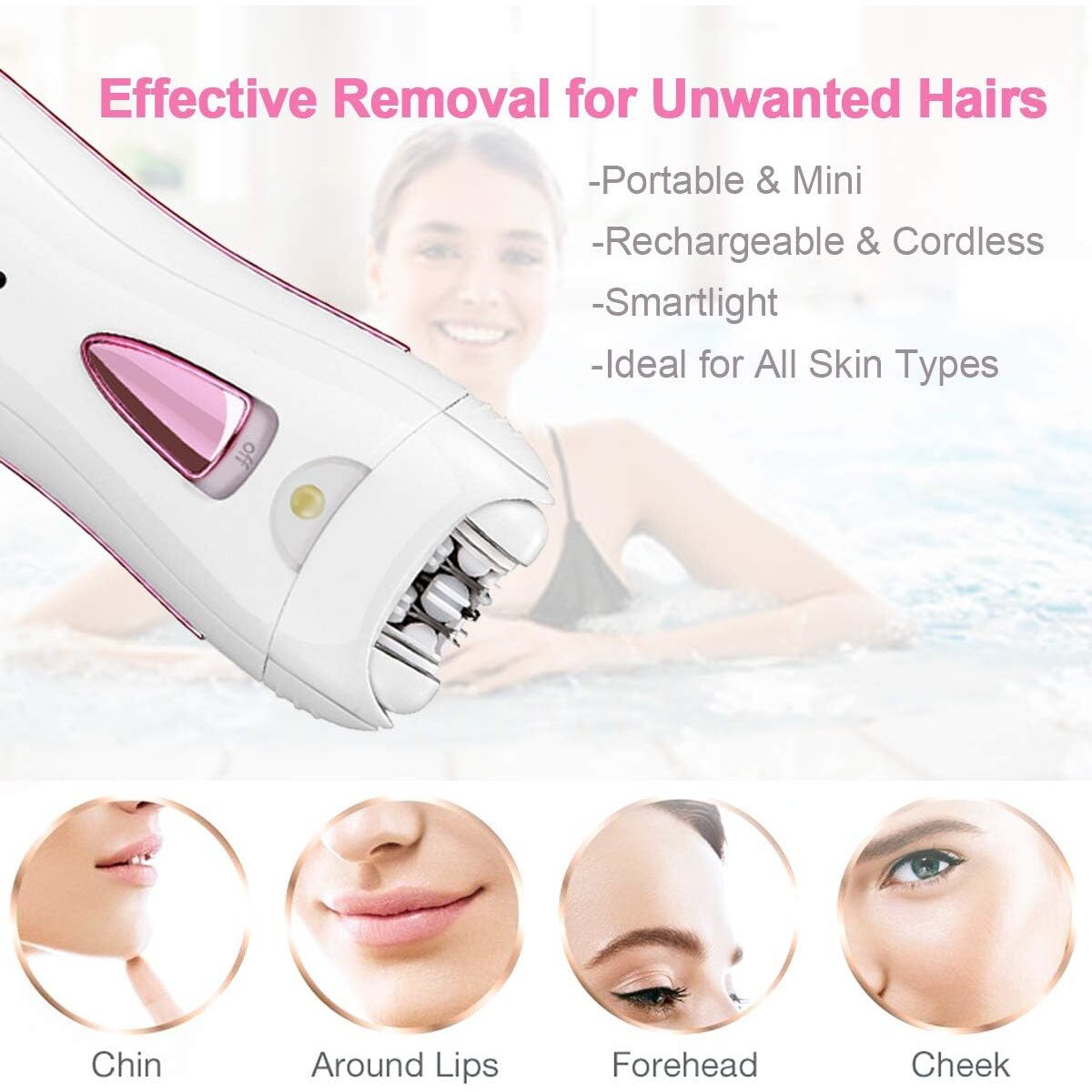 Epilator, Portabil, Alb/Roz - eMAG.ro