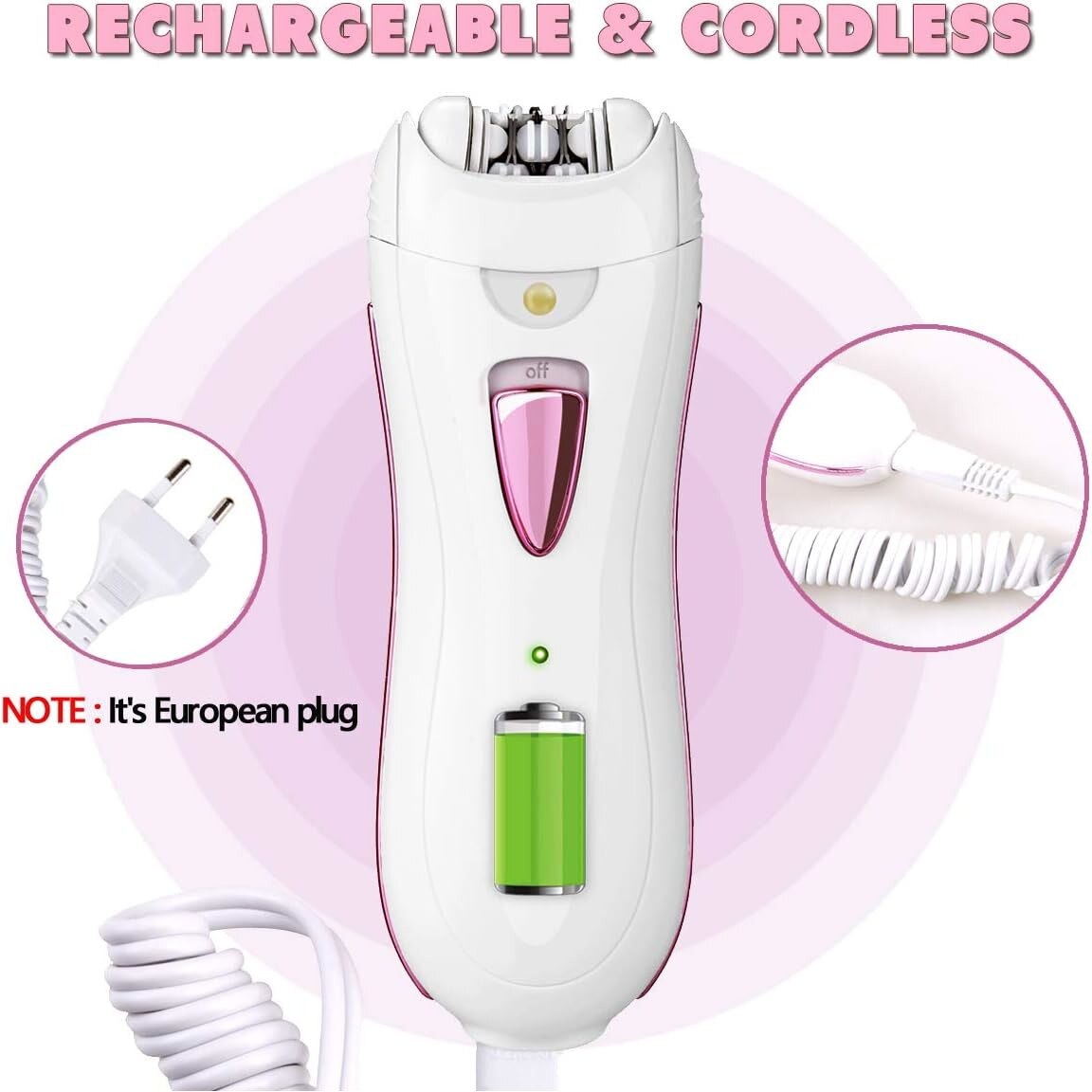 Epilator, Portabil, Alb/Roz - eMAG.ro