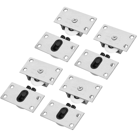 Set 4 perechi roti pentru usi culisante, Mmgoqqt, Inox/Nylon, Argintiu ...