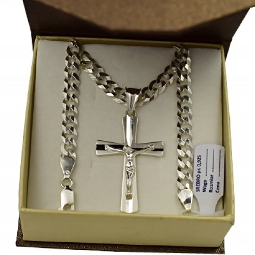 Colier pentru barbati, AMOR, Model Cruce, Argint 925, 50cm, Argintiu ...