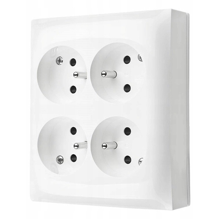 Priza de perete cvadrupla, Kontakt-Simon, 16A/250V/IP20, Alb - eMAG.ro