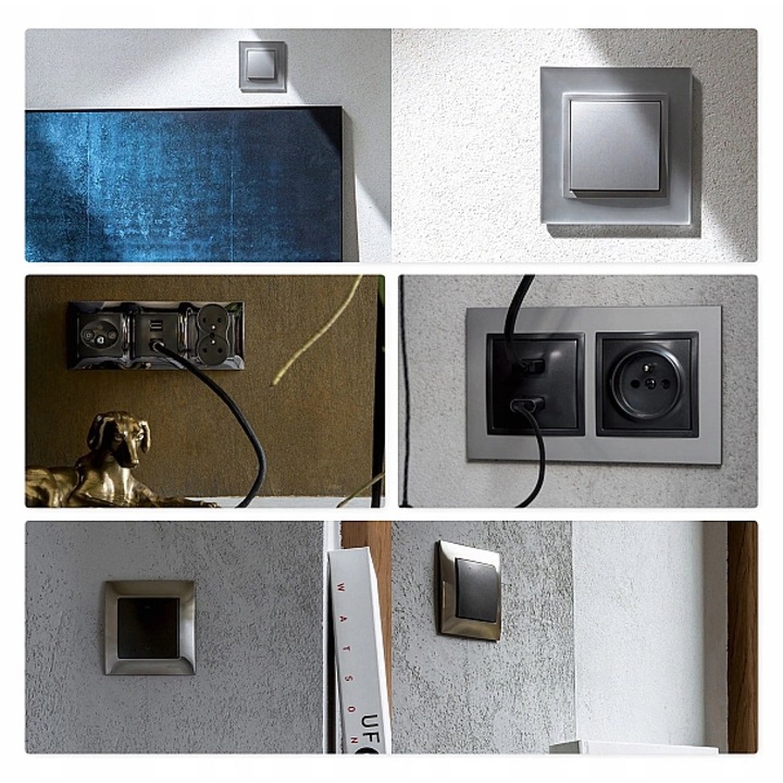 Priza fibra optica, Kontakt-Simon, Plastic, IP20, 75x75mm, Negru mat ...