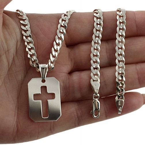 Colier barbati, AMOR, Model Cruce, Argint 925, 50cm, Argintiu - eMAG.ro