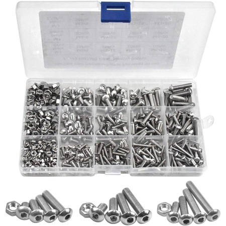 Set 500 suruburi, M3/M4/M5, Inox, 8mm-20mm, Argintiu - eMAG.ro