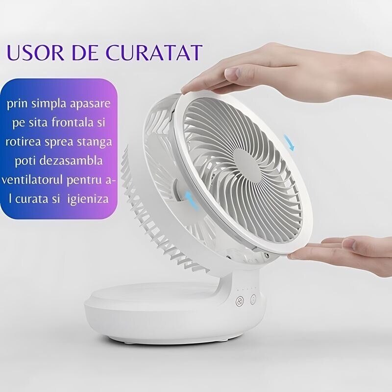 Ventilator Portabil, HITTERGEM® cu 4 Trepte de Viteza si Rotire 180 ...