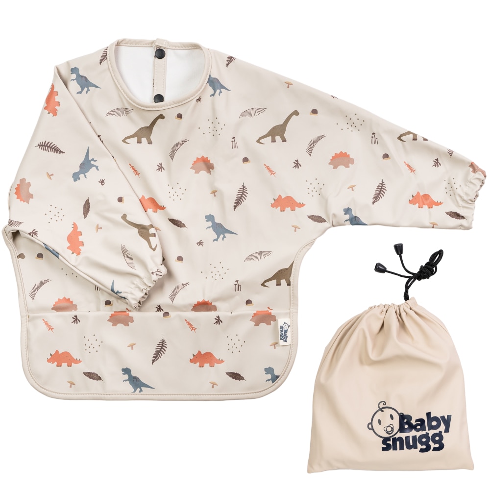 Baveta impermeabila cu maneci lungi BabySnugg, 6-36 luni, Dino - eMAG.ro