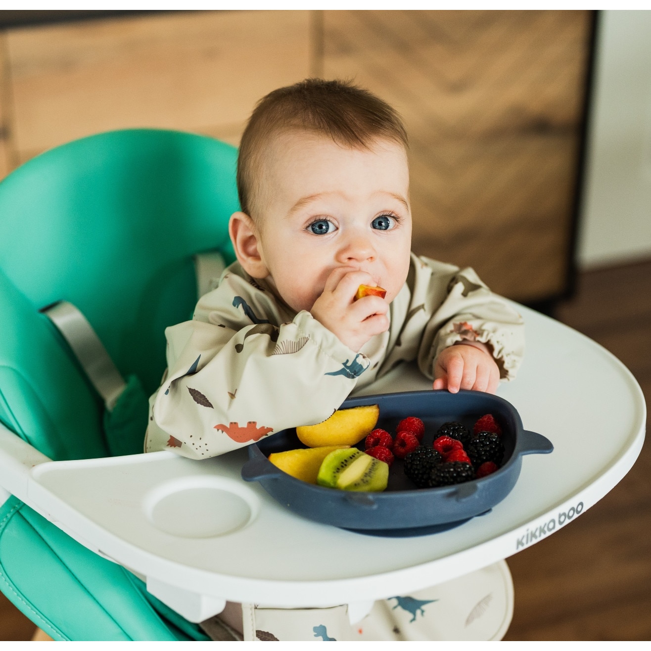 Baveta impermeabila cu maneci lungi BabySnugg, 6-36 luni, Dino - eMAG.ro