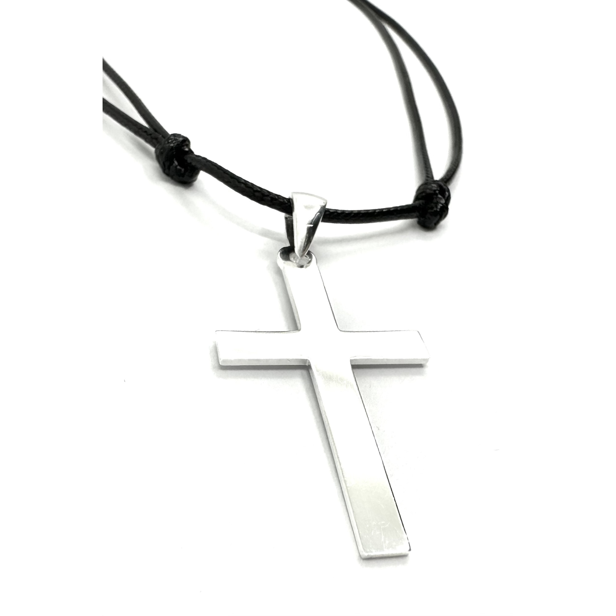 Colier ajustabil pe snur negru cu cruce din argint 925, Agavi - eMAG.ro