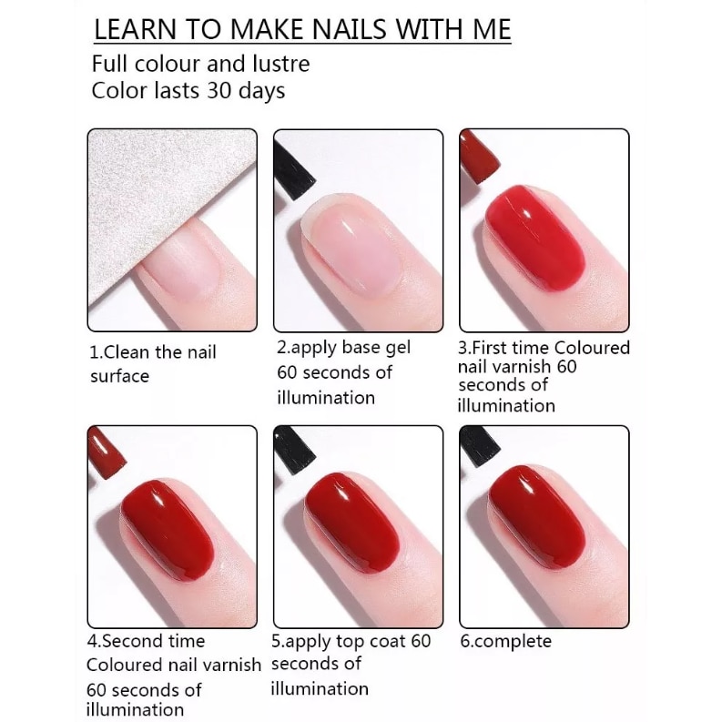 Kit Nail Art, LXNZUHN, 12 piese Lac de unghii cu gel, Primer lucios si ...