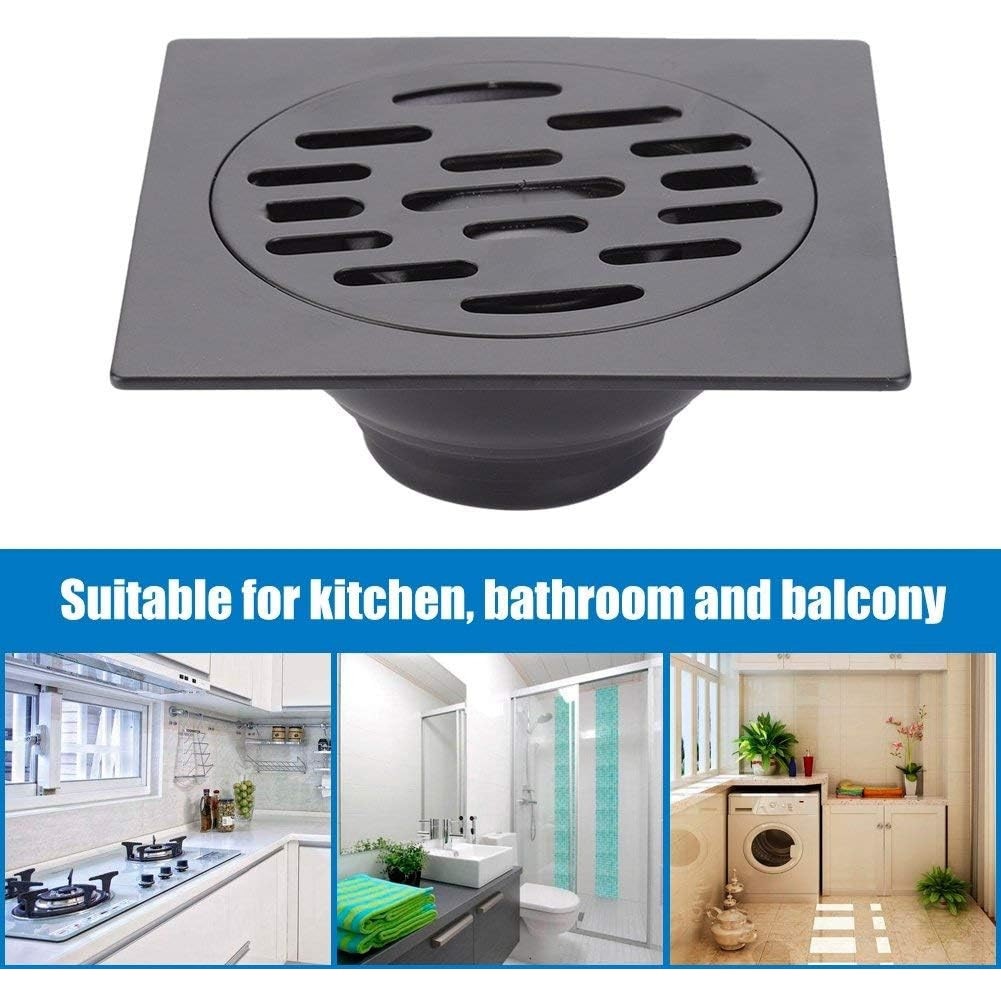 Scurgere pardoseala de dus anti-miros, Inox, Negru - eMAG.ro