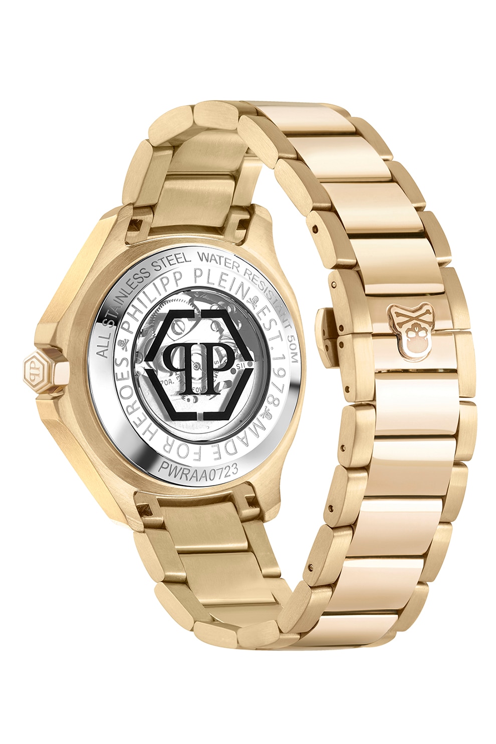 Philipp Plein, Ceas din otel inoxidabil decorat cu cristale, Auriu ...