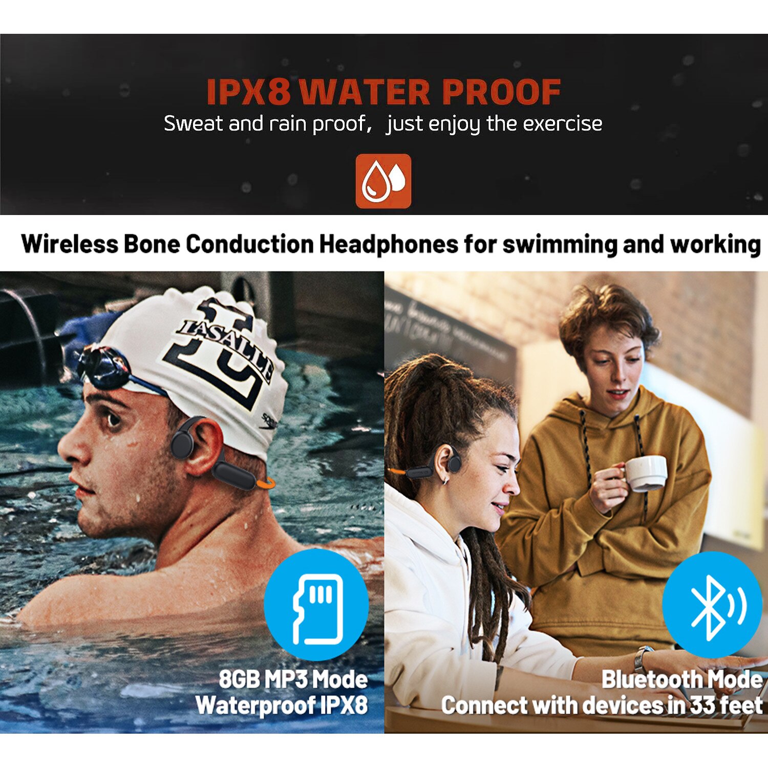 Casti sport wireless Neosimply BonePhones cu conductie osoasa prin ...