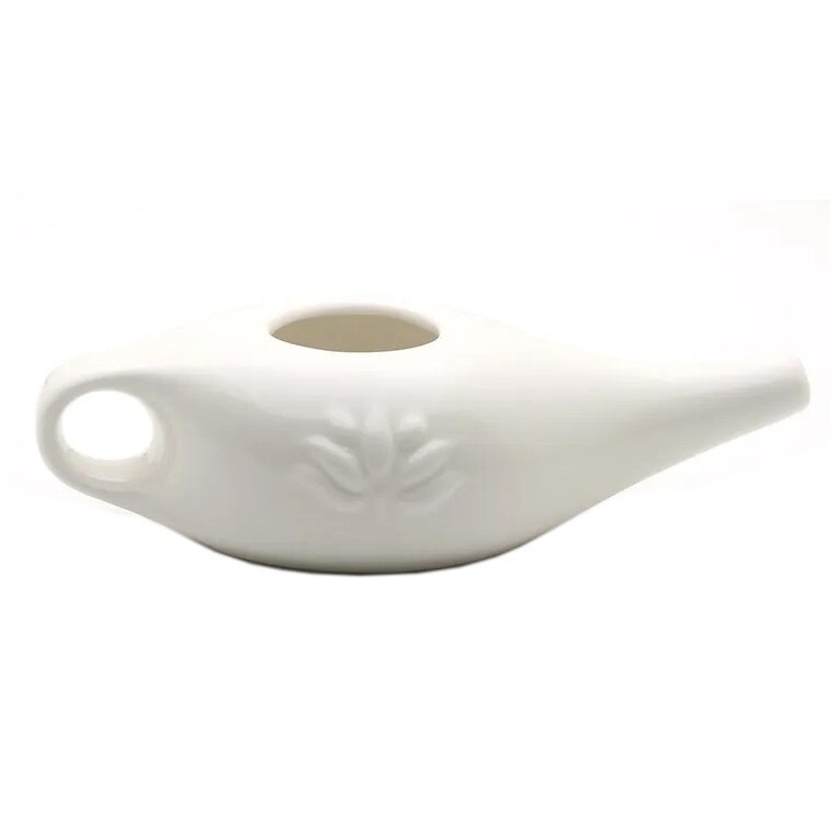 Irigator nazal, Yoga Jala Neti Pot, GOM DESIGN, Alb, Ceramic, 250 ml ...