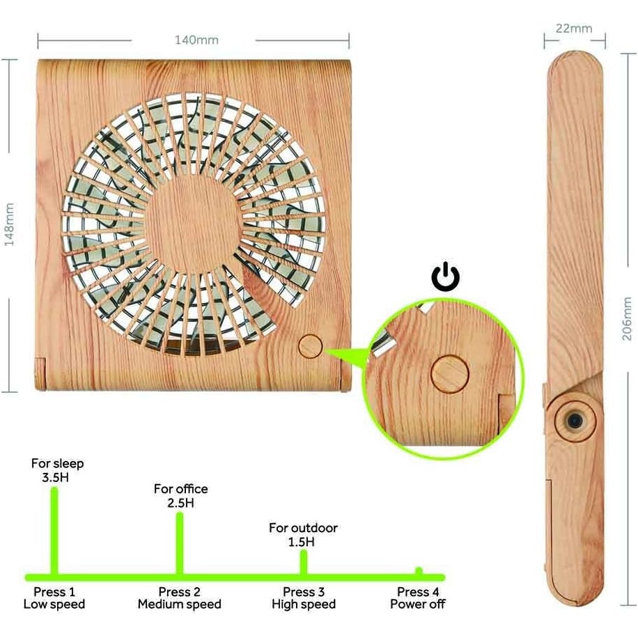 Ventilator de birou portabil, Reincarcabil prin USB, Maro - eMAG.ro