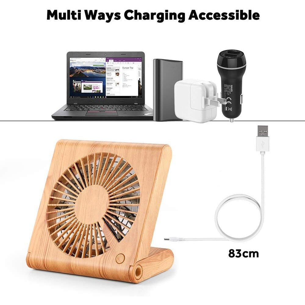 Ventilator de birou portabil, Reincarcabil prin USB, Maro - eMAG.ro