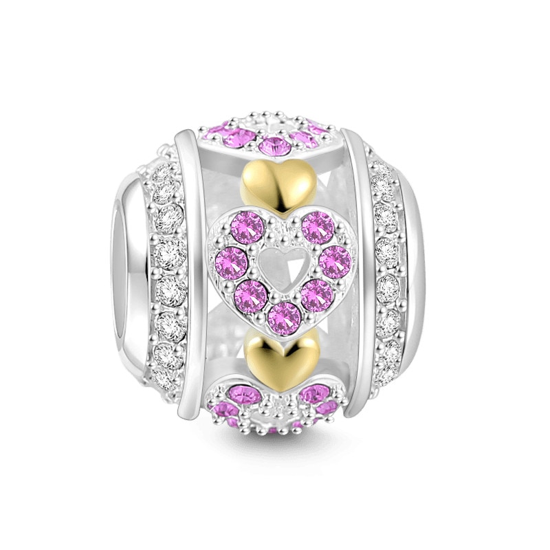 Charm pentru bratara inimi roz placate cu aur - eMAG.ro