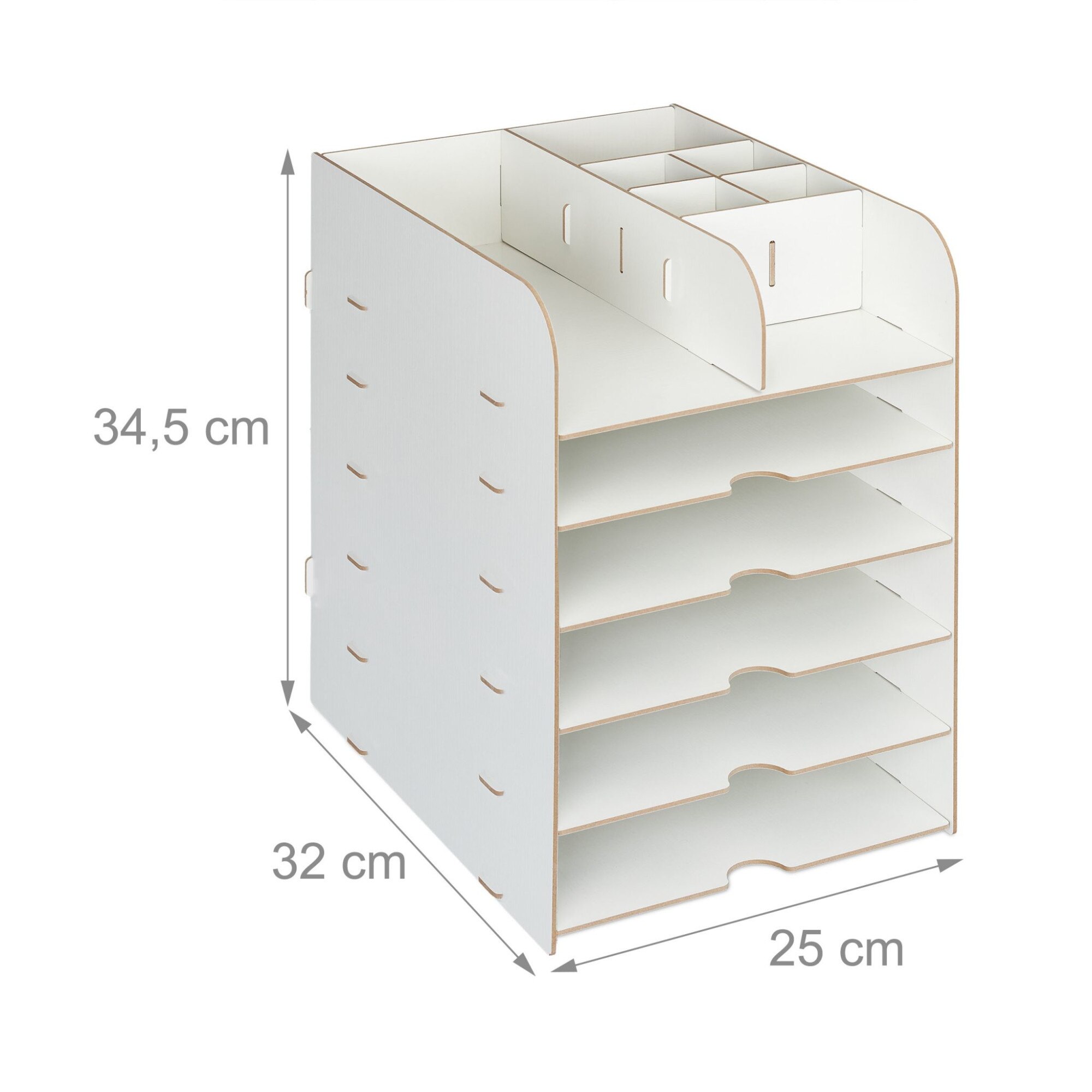 Suport pentru documente, cu 12 compartimente, MDF, format A4, alb, 34,5 ...