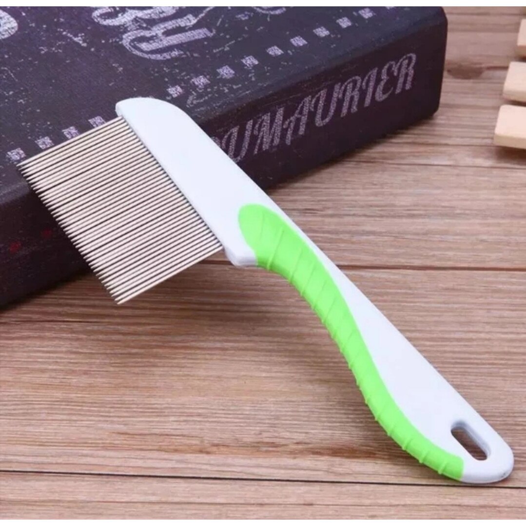 Pieptan purici/paduchi pentru animale, 41 dinti metalici si desi Alb ...