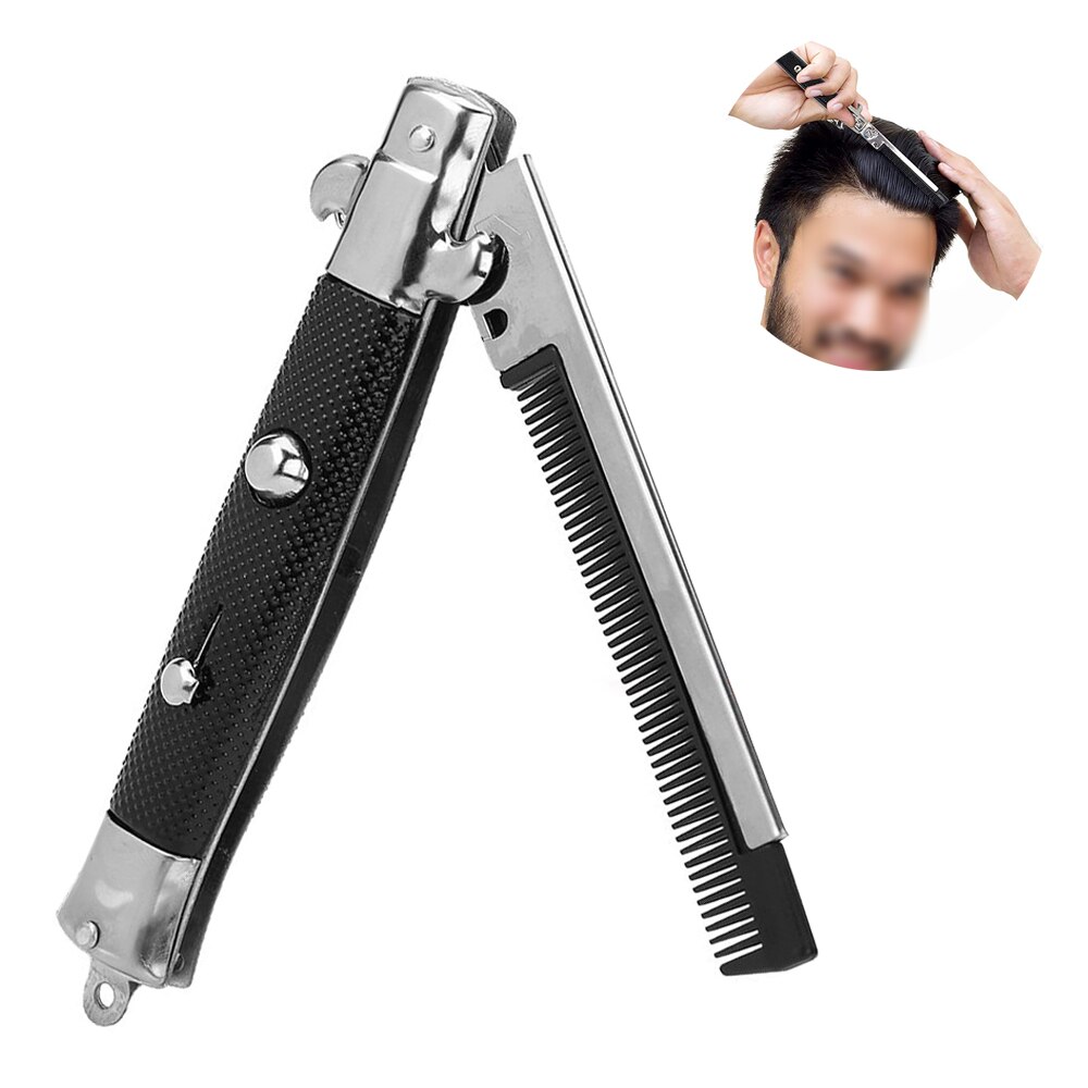 Pieptene pliabil de buzunar, Longziming, Plastic/Metal, 23cm, Negru/Gri ...