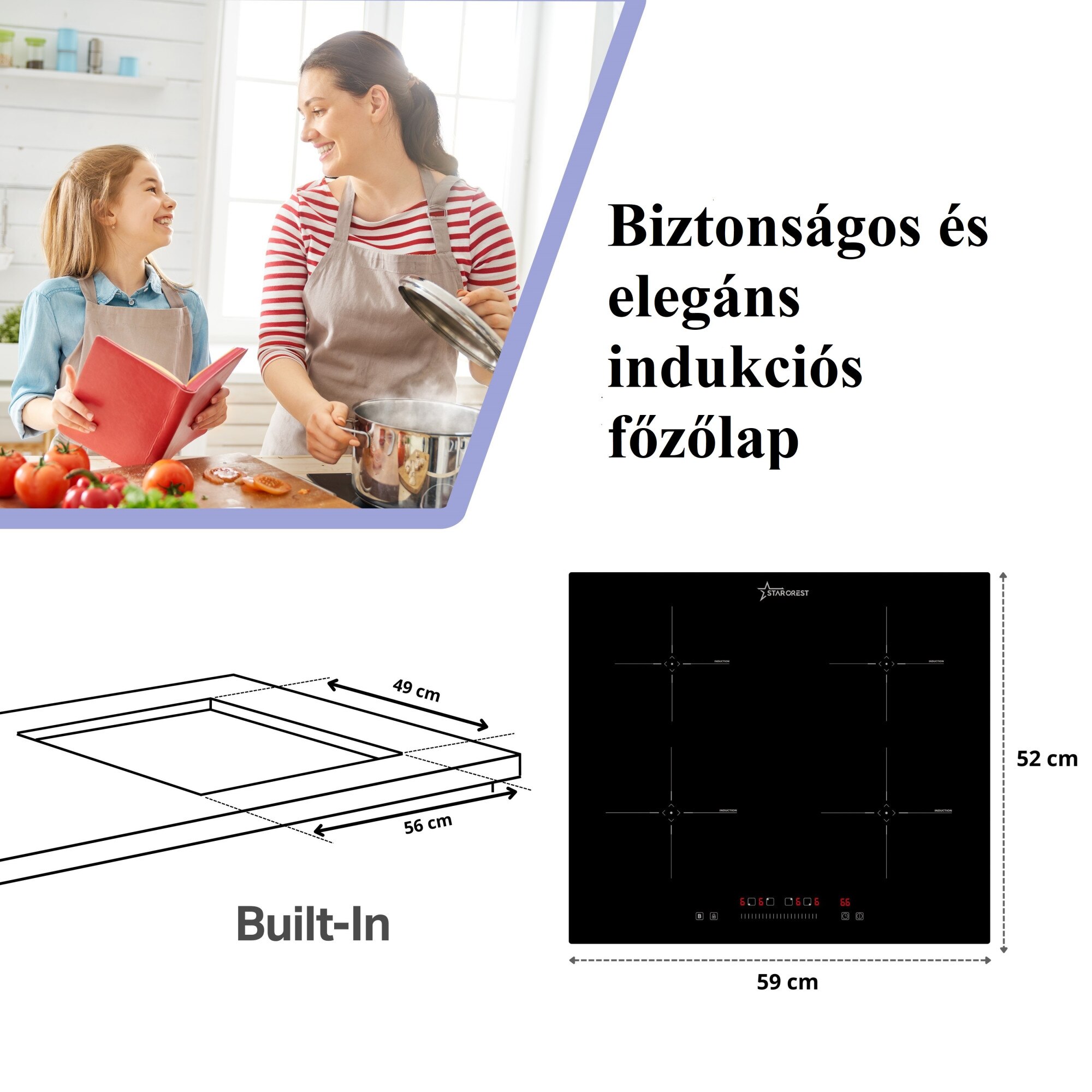 STARCREST SIH-6060 Beépített főzőlap, Indukciós, 4 főzőzóna ...