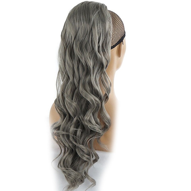 Peruca ondulata coada de cal, lavabila, gri, 60cm - eMAG.ro