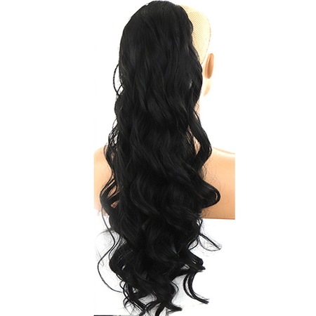 Peruca ondulata coada de cal, lavabila, neagra, 60cm - eMAG.ro