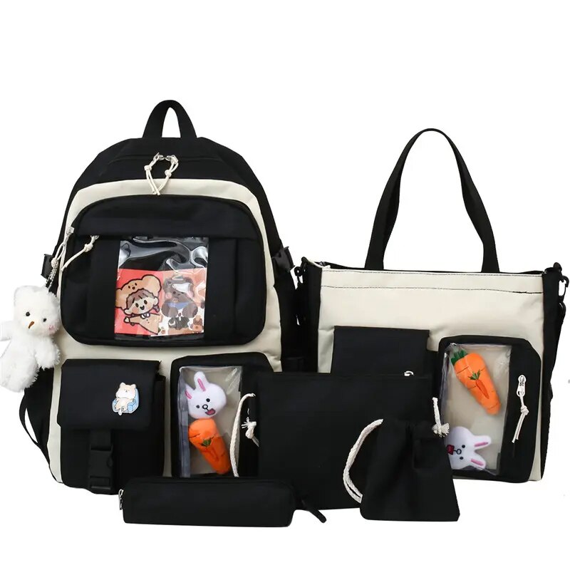 Set ghiozdan copii din 4 piese MBrands, iepure, breloc urs, morcov ...