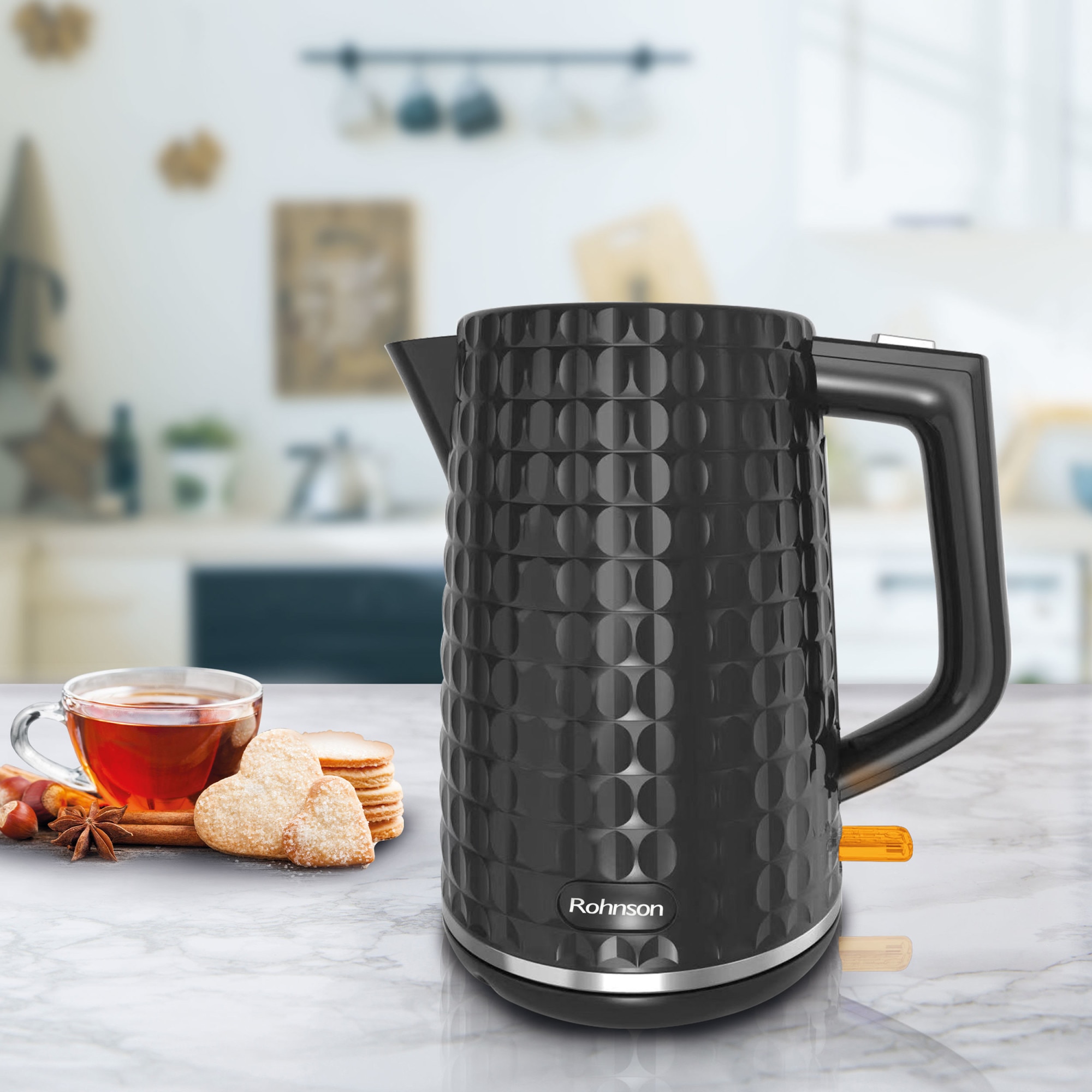 Fierbator electric, Rohnson R7525, 2200W, 1,7 L, baza rotunda pivotanta ...