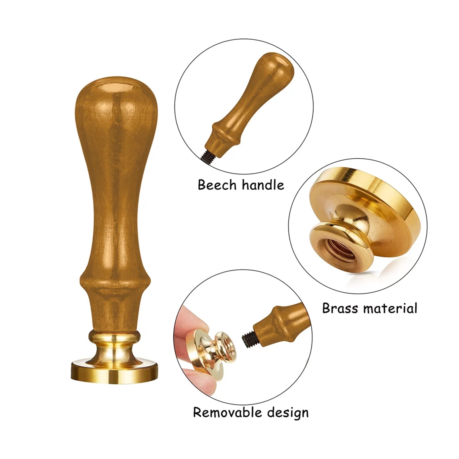 Set de stampile ceara, zggzerg, cu maner lemn, Detasabil, pentru ceara de sigilare vintage si ...