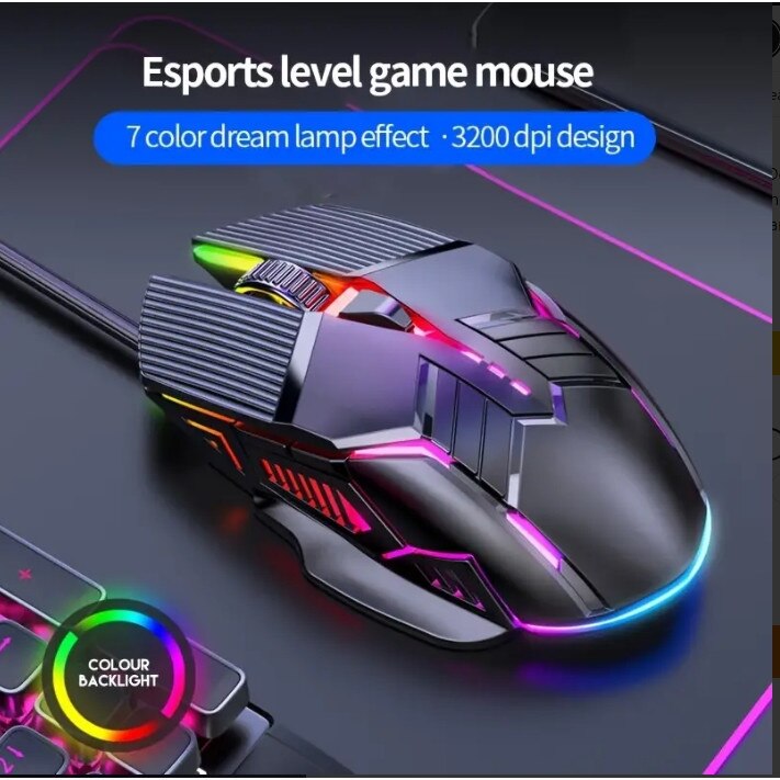 Mouse gaming alb silent cu fir, 6 butoane, iluminat - eMAG.ro