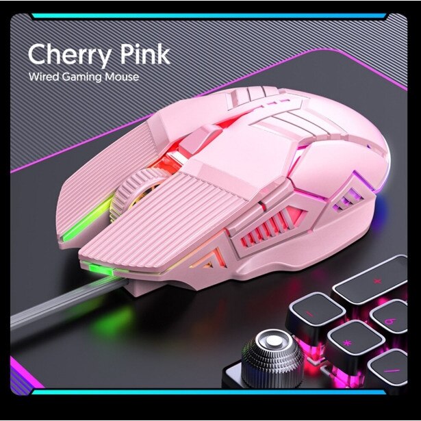 Mouse gaming roz sound cu fir, 6 butoane, iluminat - eMAG.ro