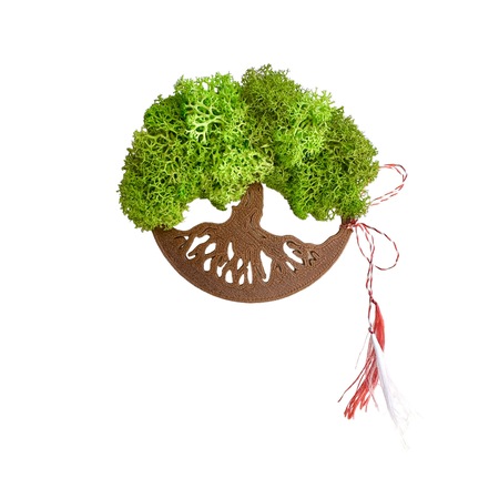 Magnet de frigider pomul vietii cu licheni (Verde deschis / Bronz ...
