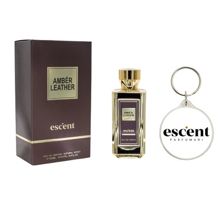 Set Apa de Parfum, Unisex, Escent Amber Leather, 100 ml cu Breloc ...