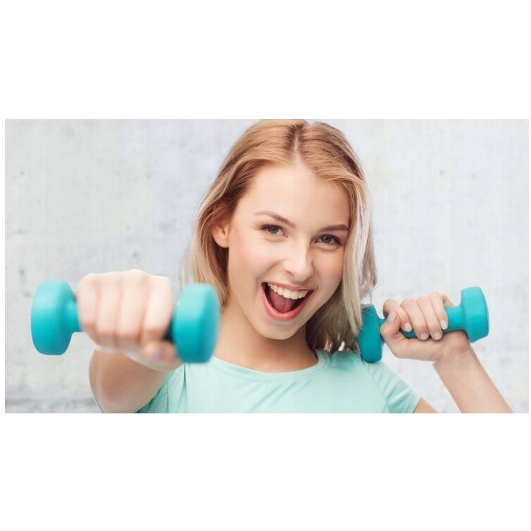 Set de 2 gantere de fier pentru antrenament de forta si fitness, intarire musculara, Vinil, 2x ...