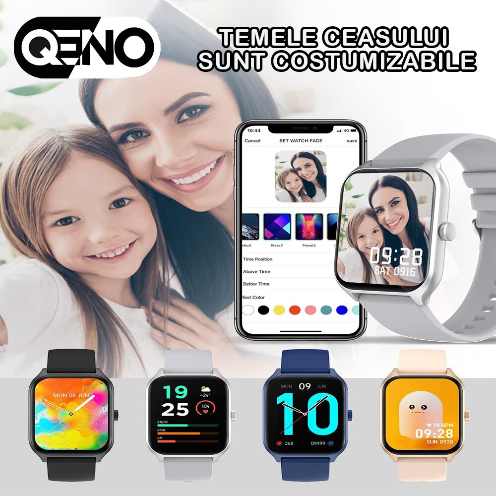 Смарт часовник QENO® QS-PRO и фитнес гривна, Bluetooth 5.3, 1.72" IPS ...