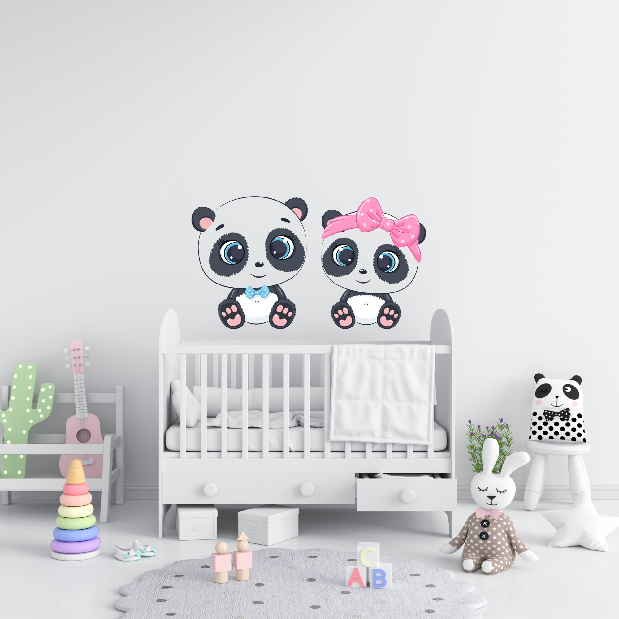 Stickere decorative pentru copii, 2 baby panda, 60cm x 60cm, multicolor ...