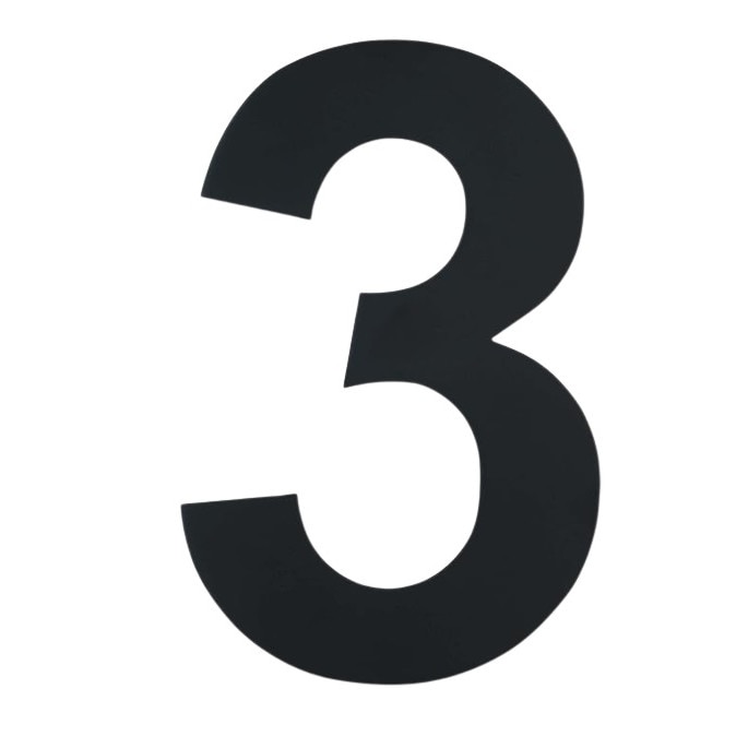 Sticker decorativ, Cifre autoadezive, Cifra 3, inaltime 20 cm, negru ...